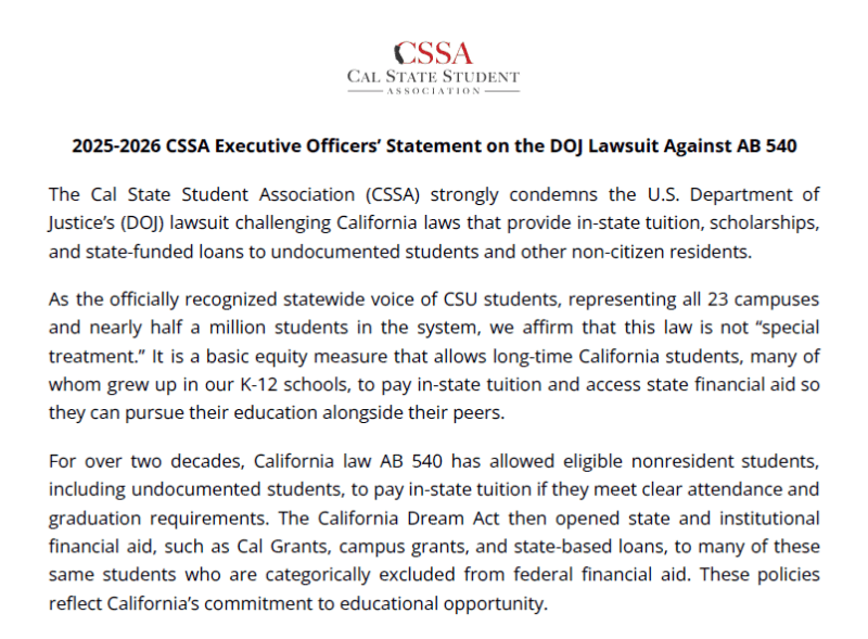 2025-26 CSSA Executive Officers’ Statement on DOJ Lawsuit Against AB ...